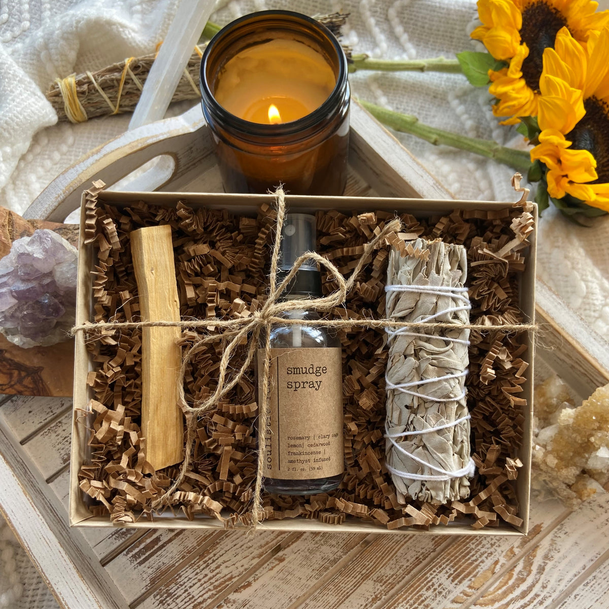 Natural Smudge Spray Set | Amethyst Spray + Sage + Palo Santo ...