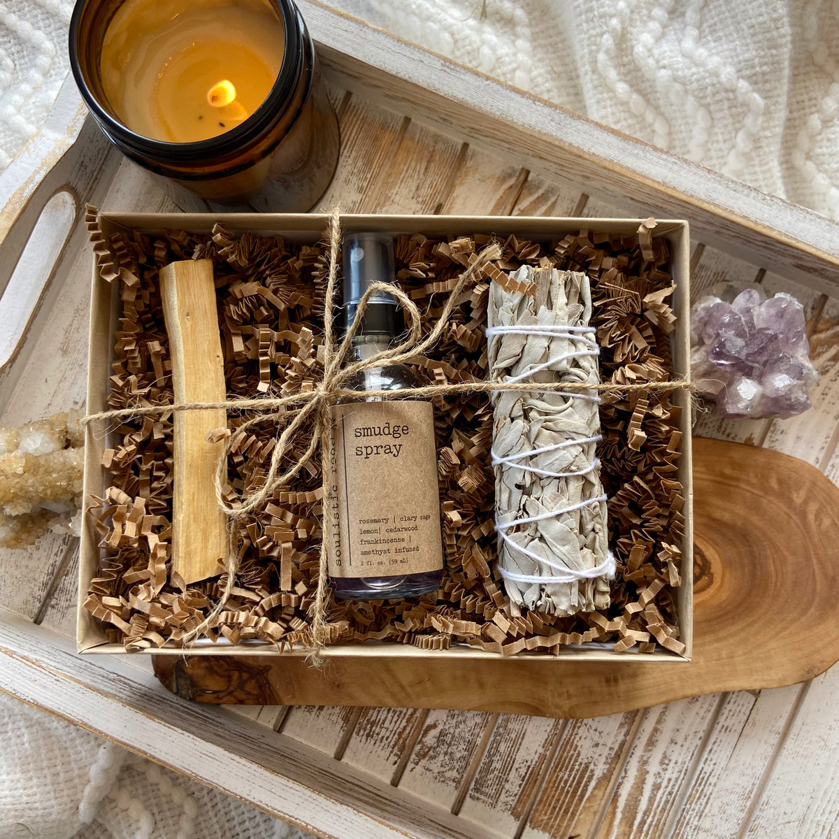 Natural Smudge Spray Set | Amethyst Spray + Sage + Palo Santo ...